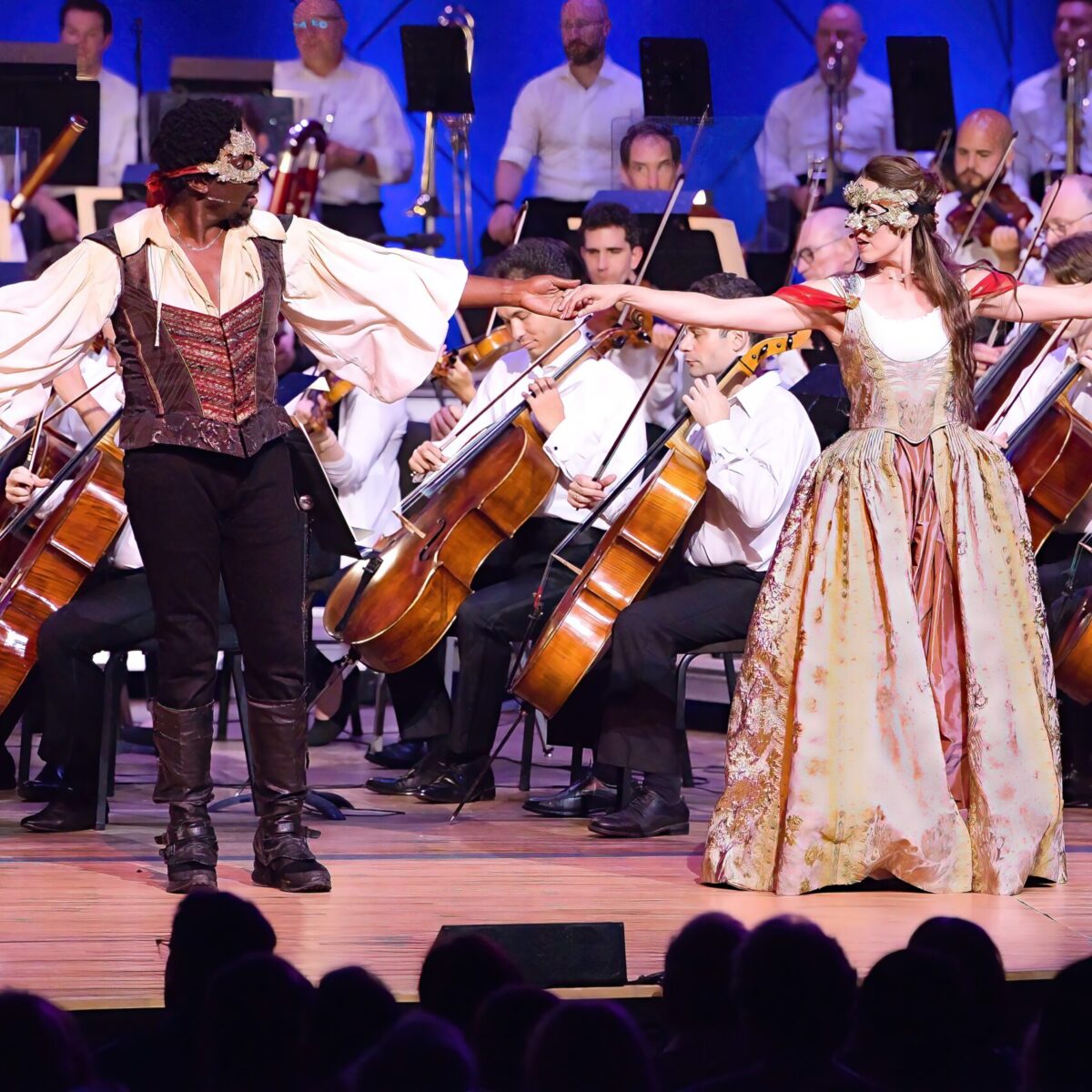 7.11.25 James Udom (Romeo) and Kelley Curran (Juliet) dance at masked ...